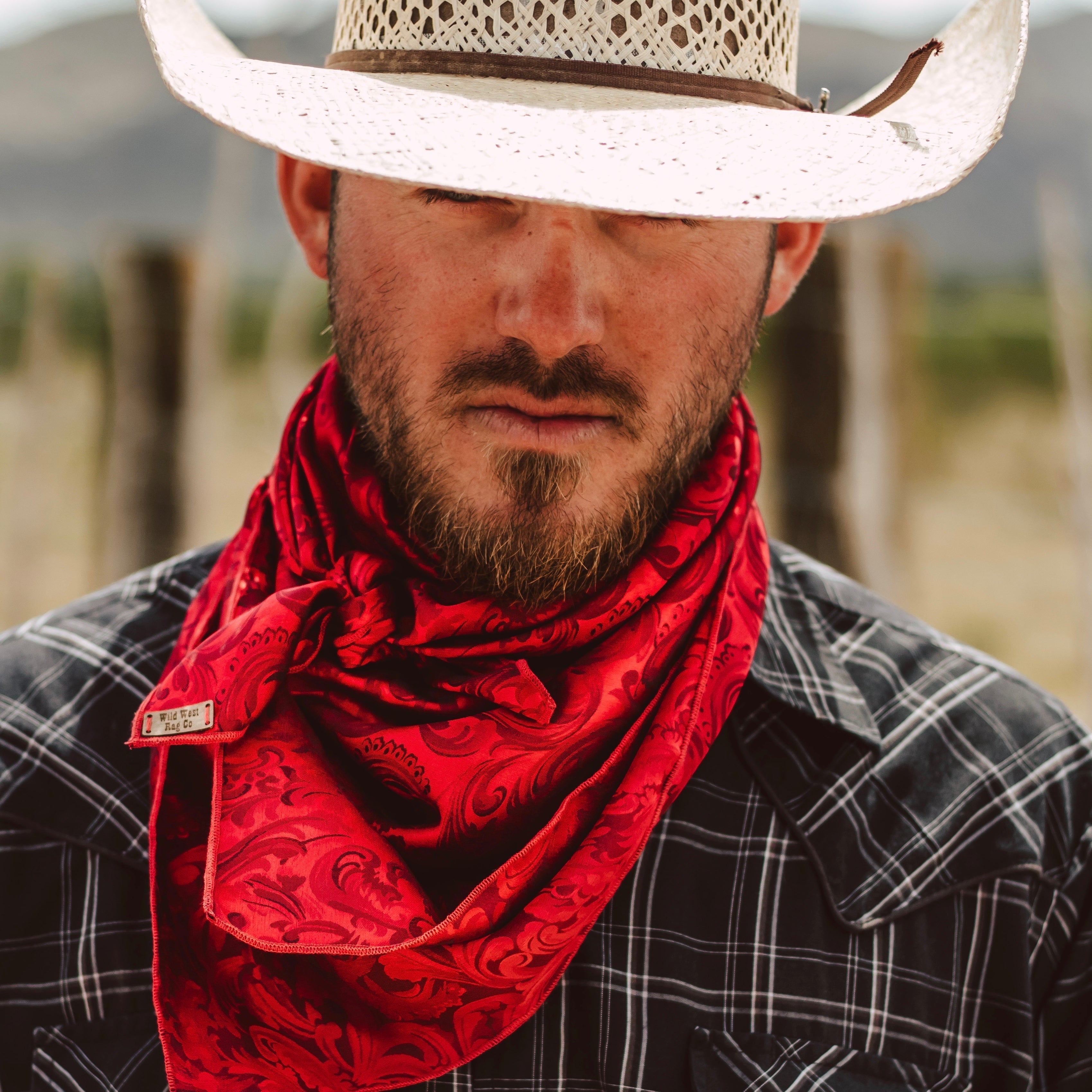 Scarlet Red Silk Jacquard Rag – Wild West Rag Co